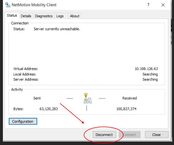 NetMotion VPN Troubleshoot – Walleye